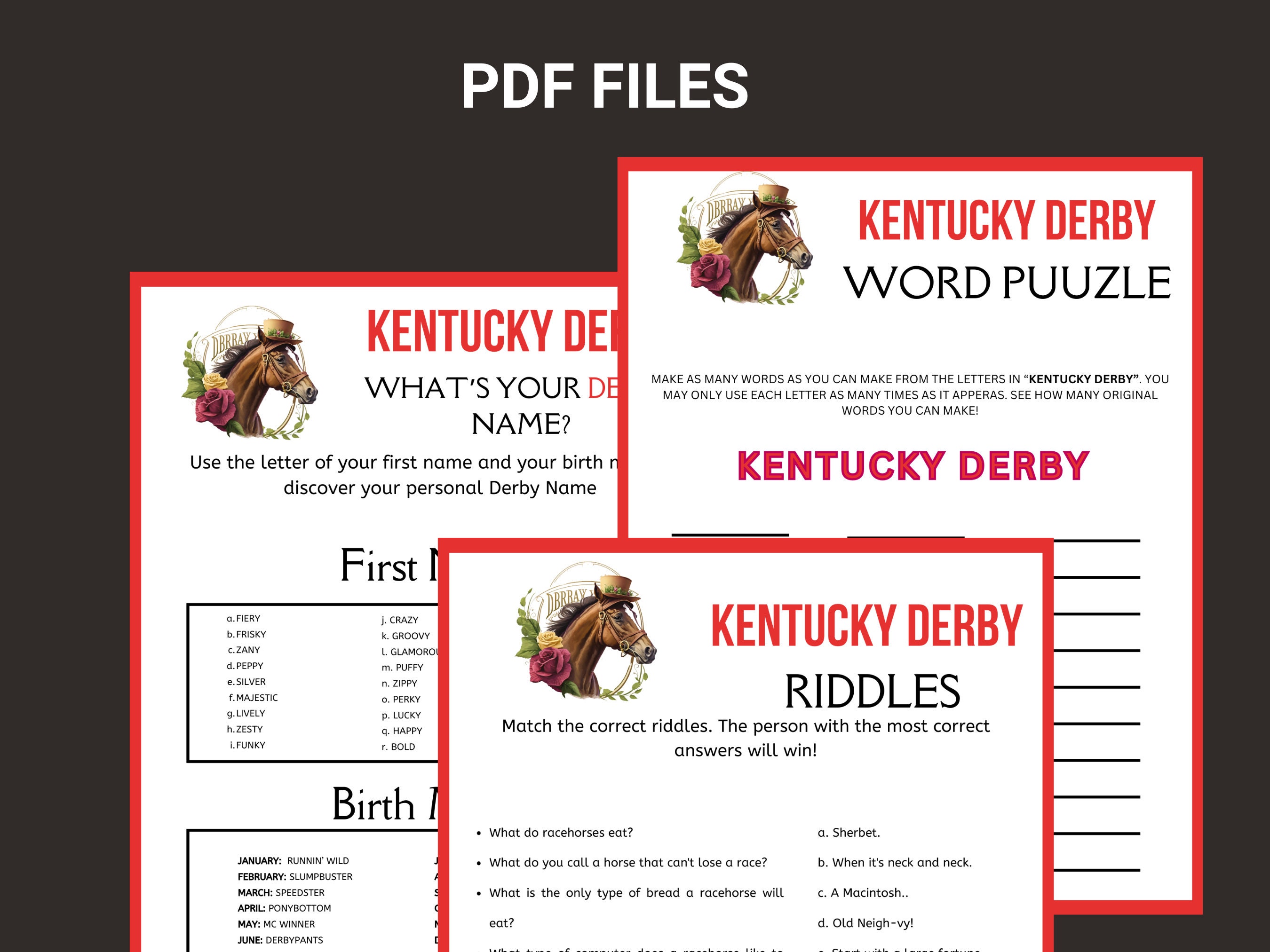 Kentucky Derby Printable Games kentucky Derby Games Derby Games Bundle ...