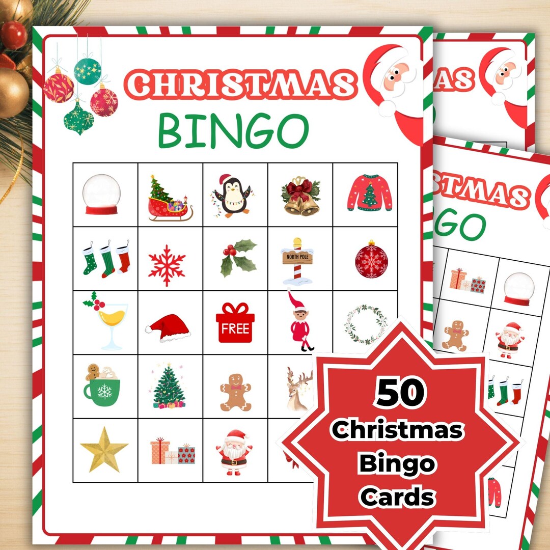 Christmas Bingo, 50 Christmas Bingo Cards Christmas Games Holiday ...