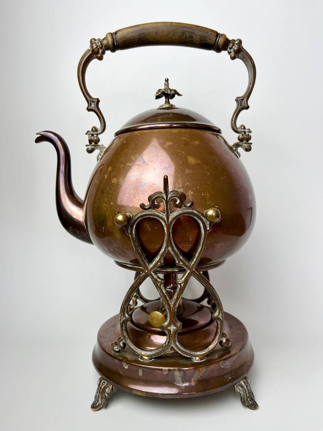Antique Copper Teapot, Vintage England, on a Stand With Burner - Etsy