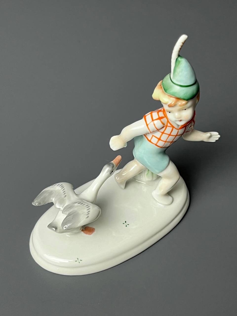 Antique Porcelain Figurine, Statuette, Metzler & Ortloff, Boy and Goose ...