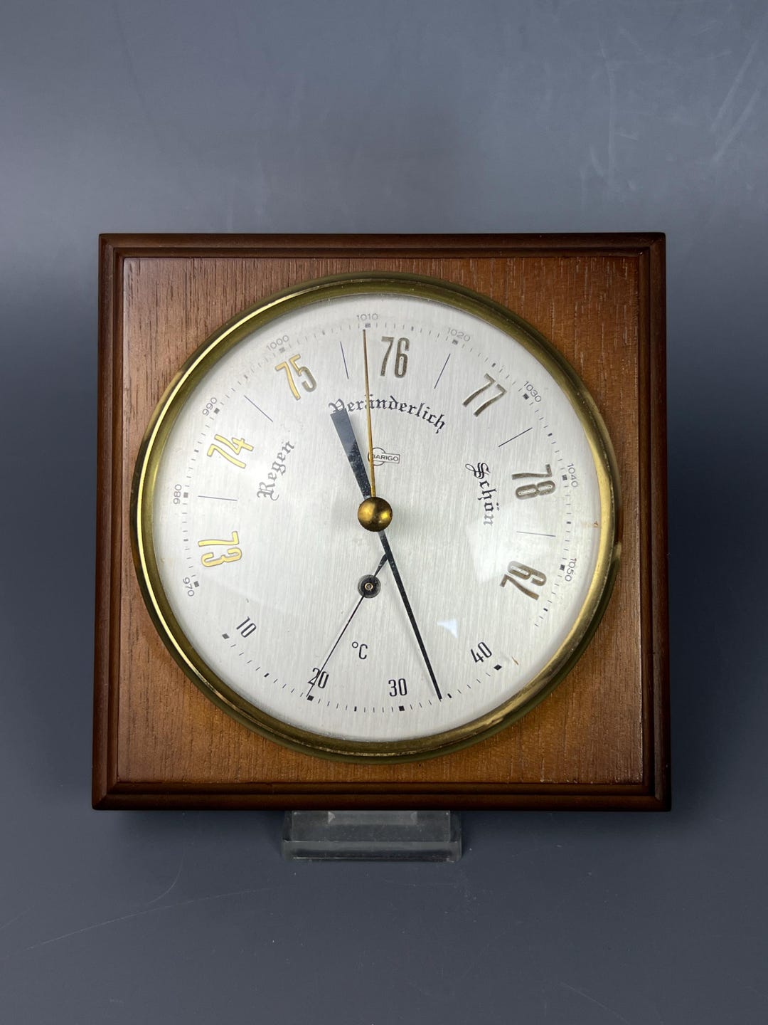 Wall Mounted Barometer Thermometer | Germany, Vintage | in a Wooden ...