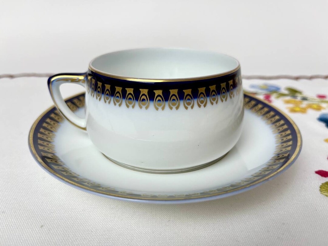 Antique Coffee Tea Pair Cup and Saucer Plate Hermann Ohme, Silesia ...
