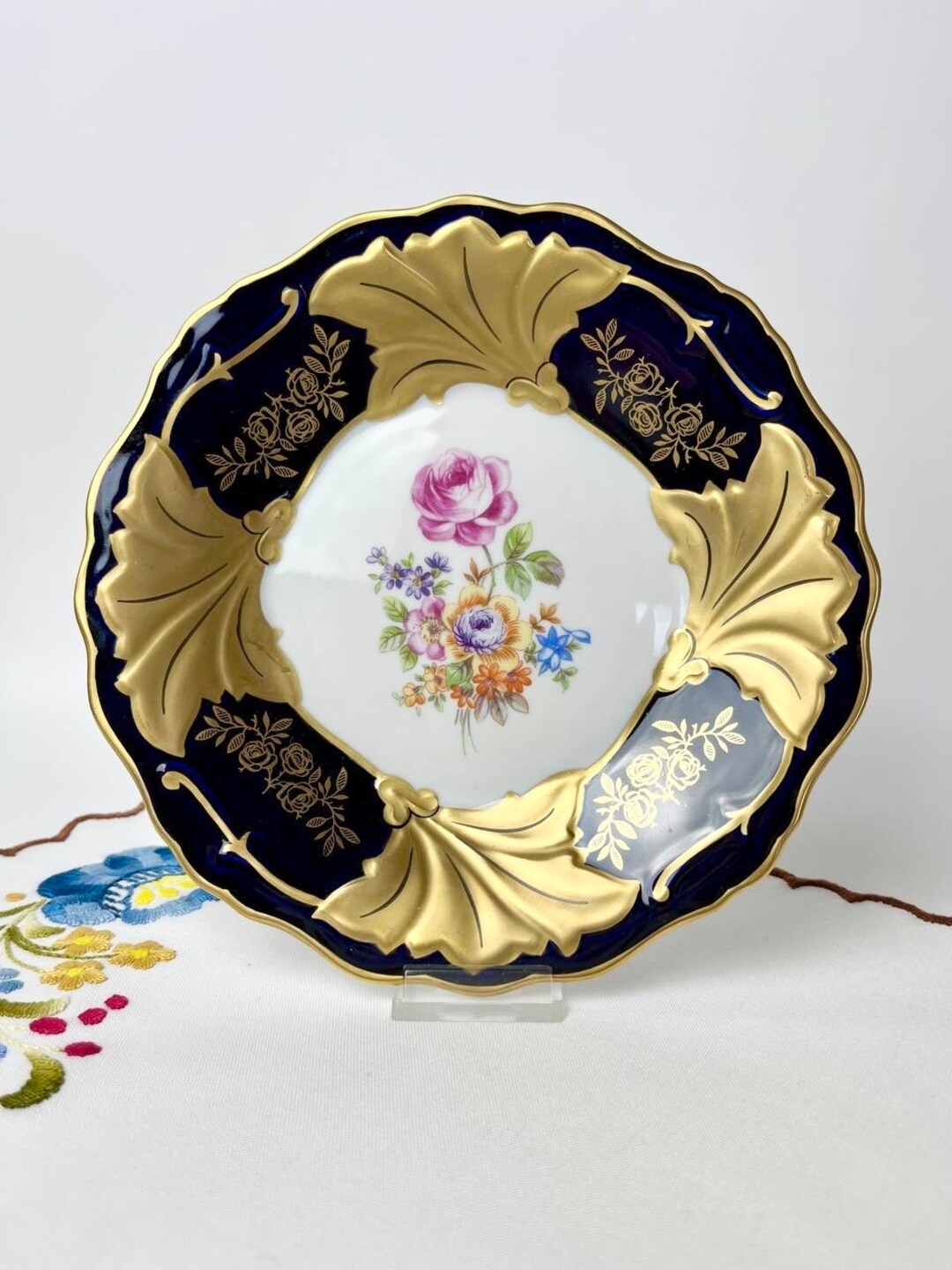 Porcelain Plate, Dish, Platter Weimar, Germany Vintage, Cobalt Gold - Etsy