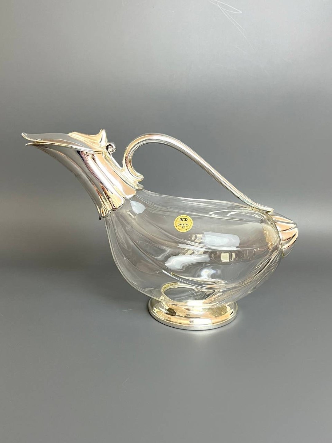 Crystal Decanter RCR royal Crystal Rock, in Duck Shape, Italy Vintage ...