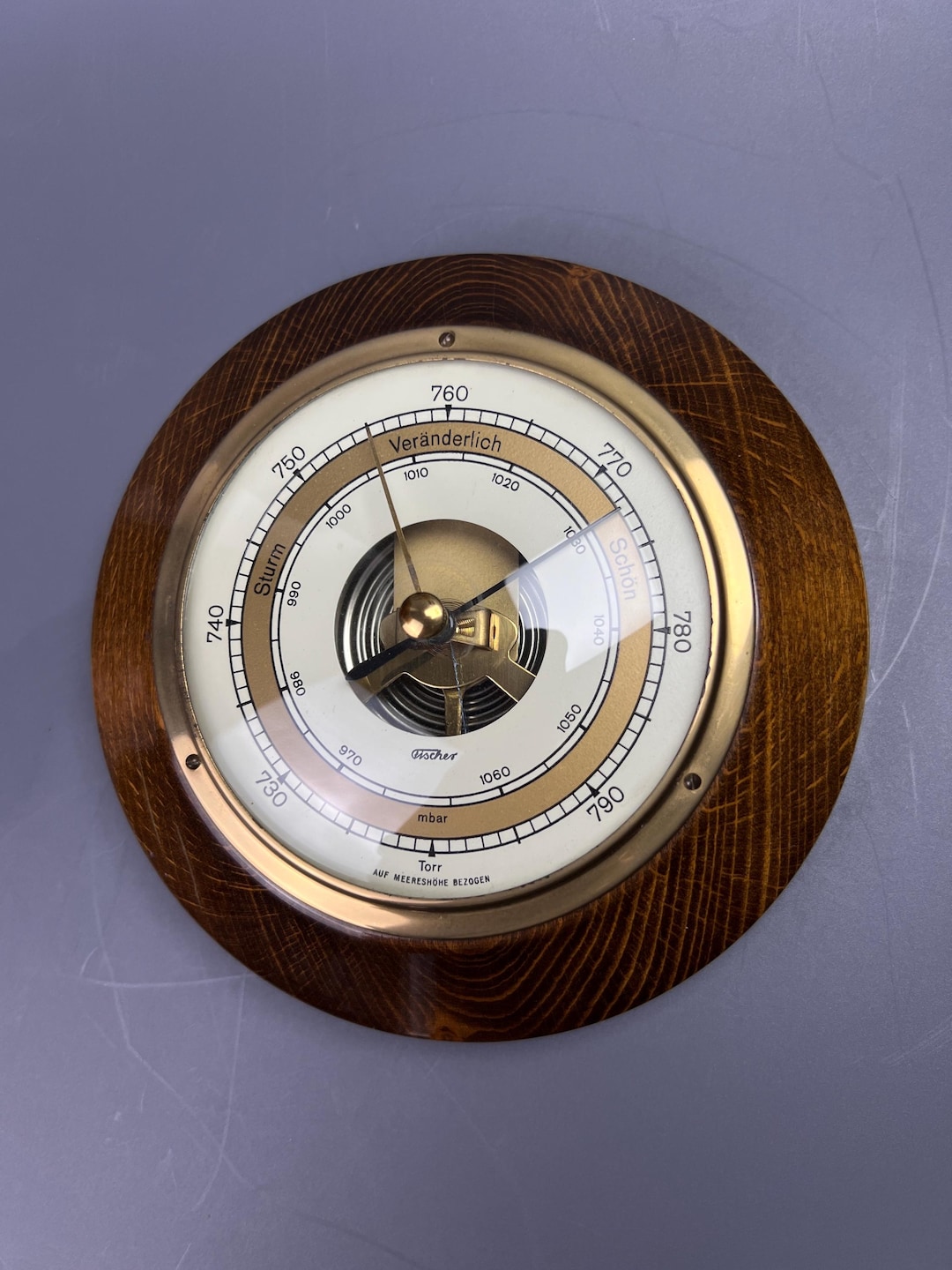 Wall Mounted Barometer, Fischer | Germany, Vintage | in a Wooden ...