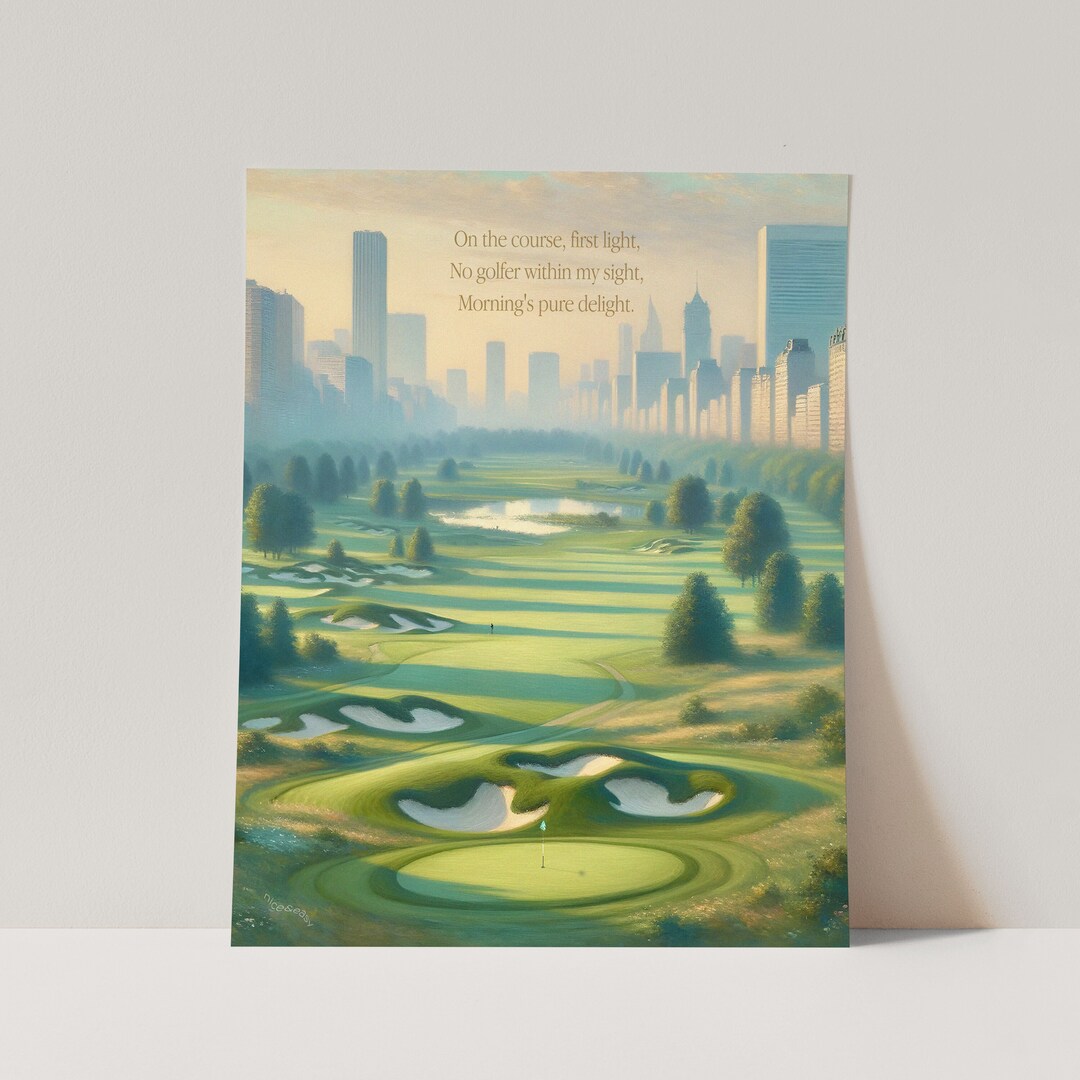 First Light Urban City Golf Art Print, Golf Poster, Golf Home Decor ...