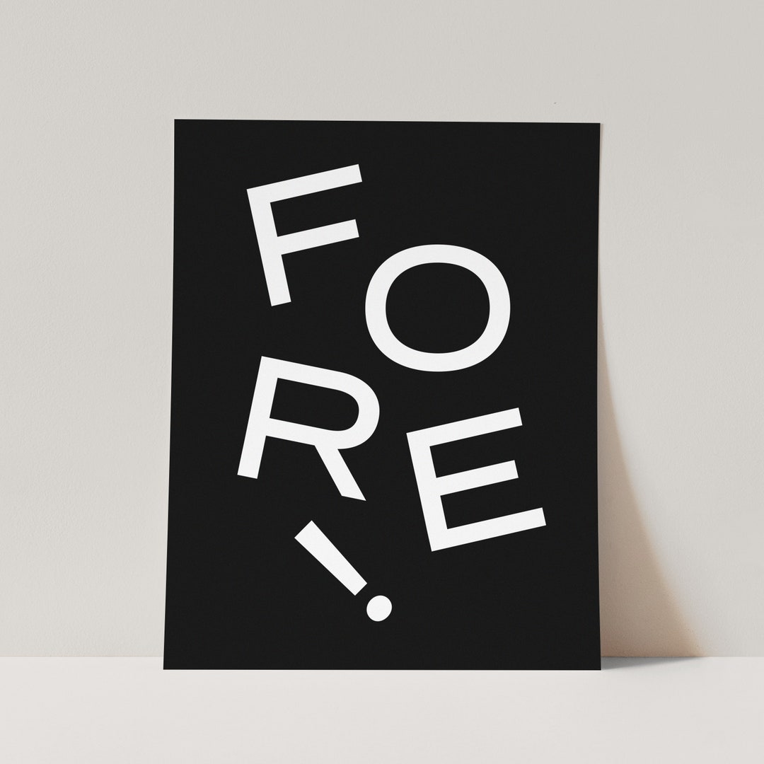 Fore! Black Golf Art Print, Golf Poster, Golf Home Decor, Golf Wall Art ...