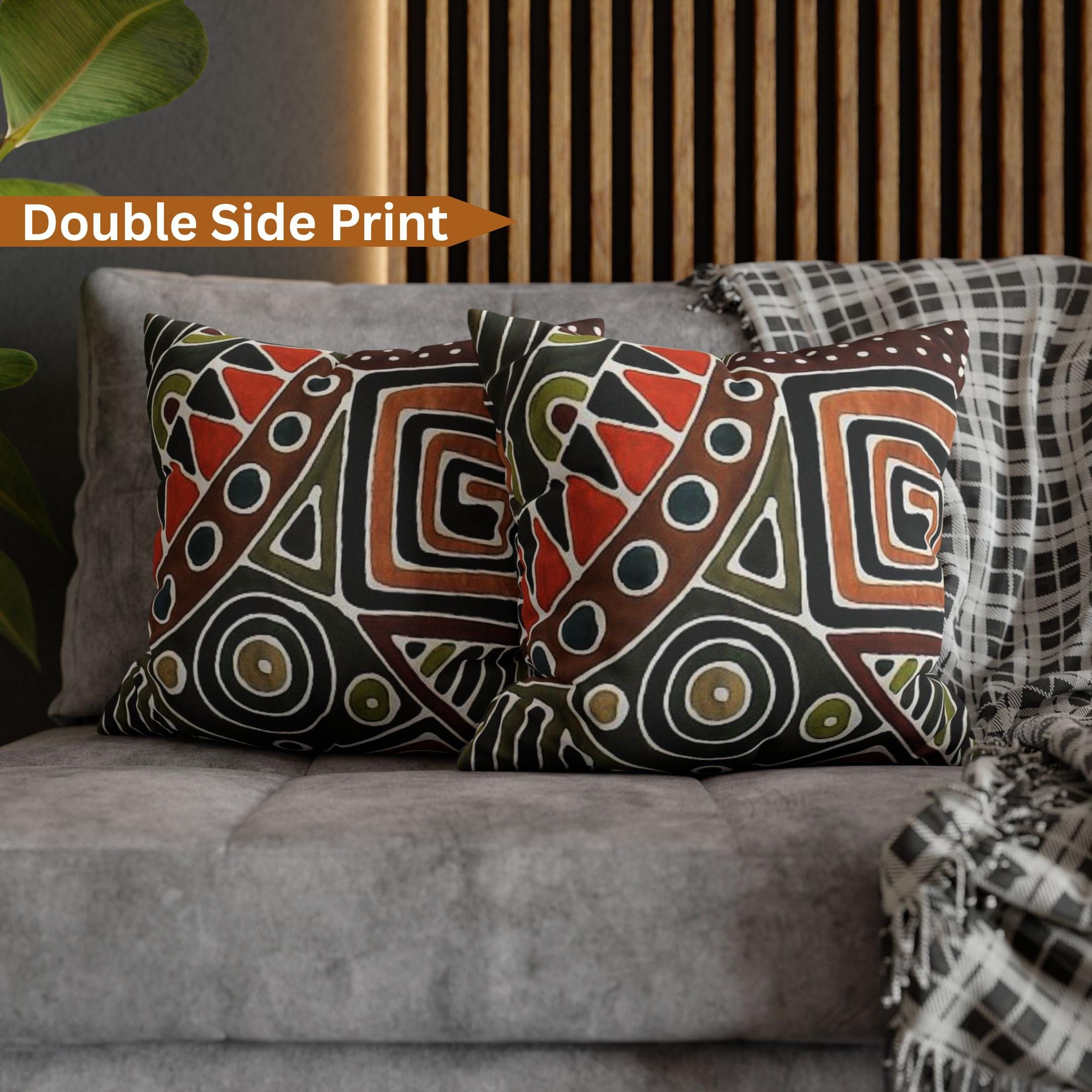 Mudcloth Pillow Set | Bold Tribal Print Covers OR Complete Pillows ...