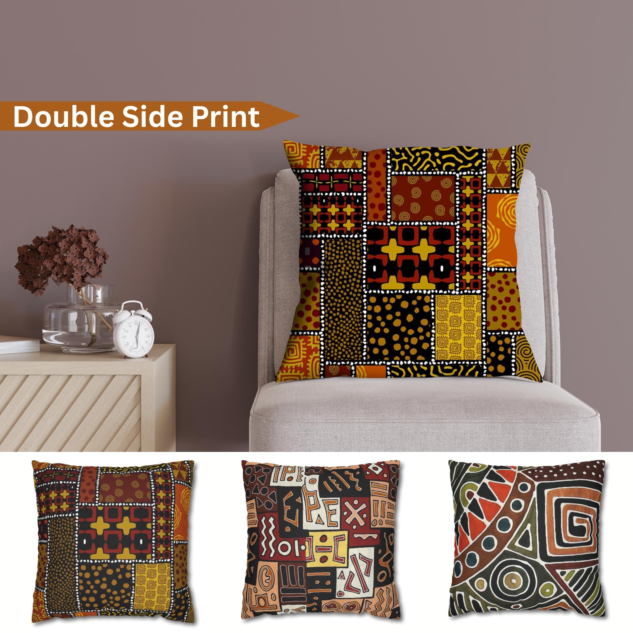 Mudcloth Pillow Set | Bold Tribal Print Covers OR Complete Pillows ...