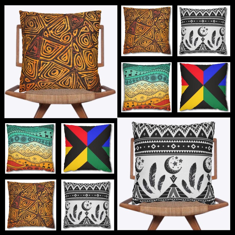 African Pillow Set | African Color Print Covers OR Complete Pillows ...