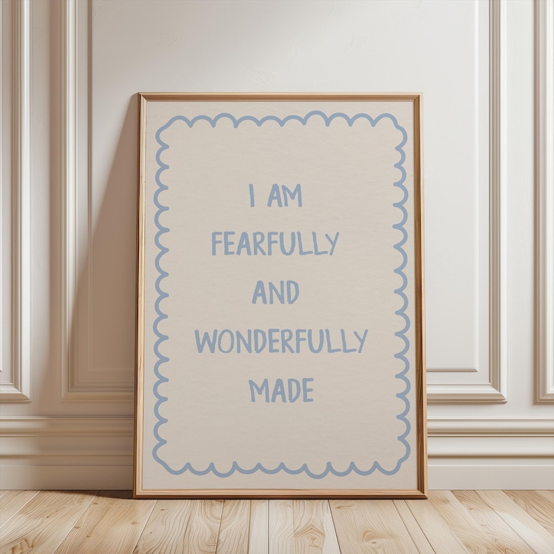 Fearfully Wonderfully Made Print: Baby Blue Christian Wall Art (digital ...