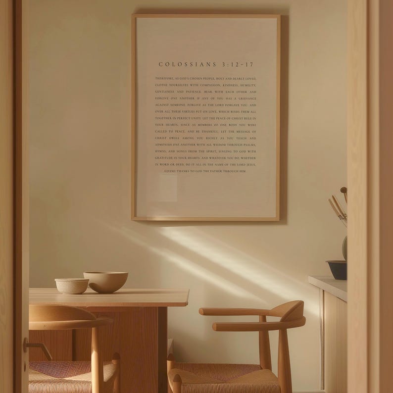 Colossians 3 Modern Minimalist Neutral Christian Wall Art, Clothe ...