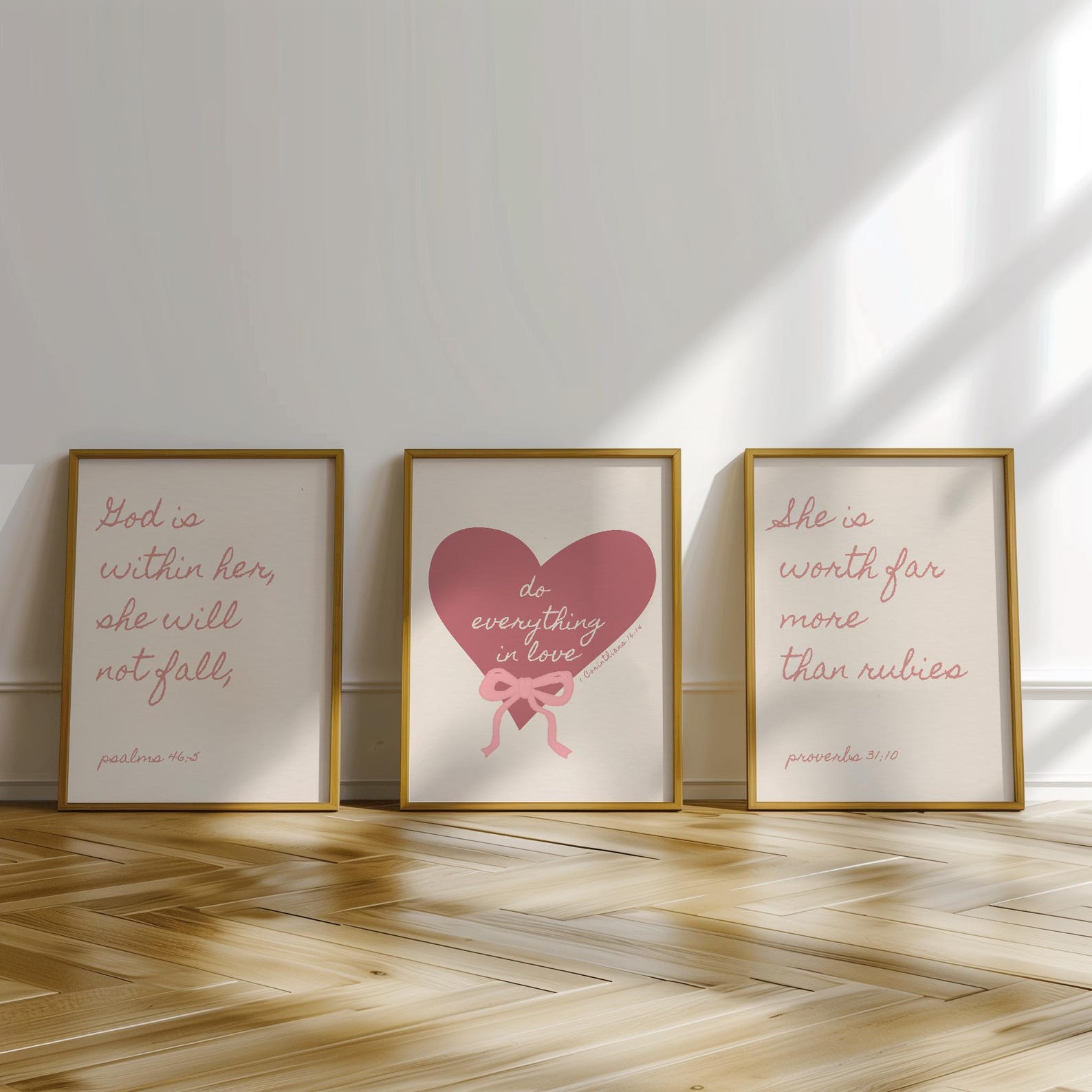 Preppy Christian Wall Art Set of 3, Psalm 46:5, Proverbs 31, 1 ...