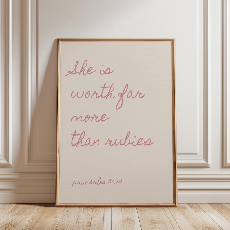 Proverbs 31:10 She is Worth Far More Than Rubies (baby Pink) Cute Girly ...