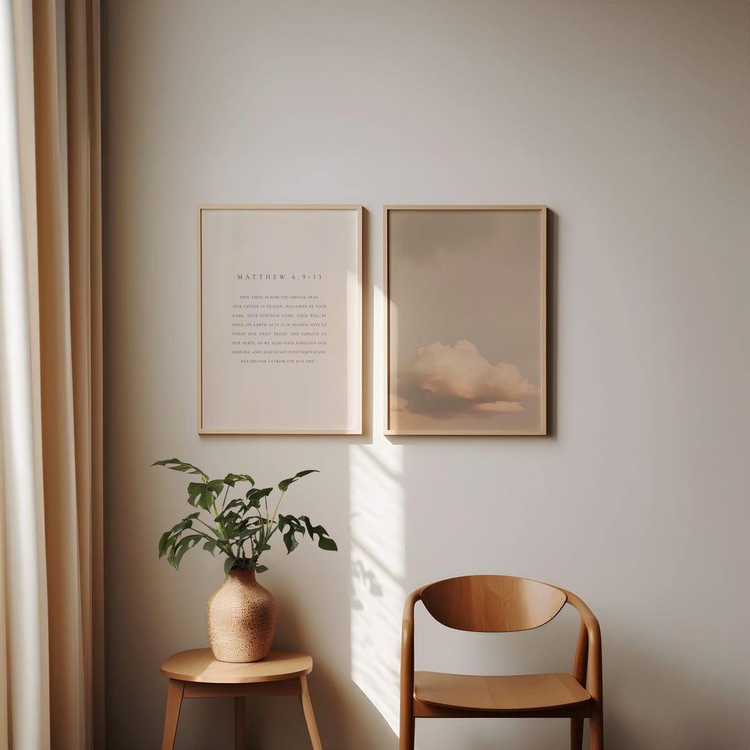 Set of Two Mathew 6:9-13 the Lord's Prayer Painting Printable Wall Art ...