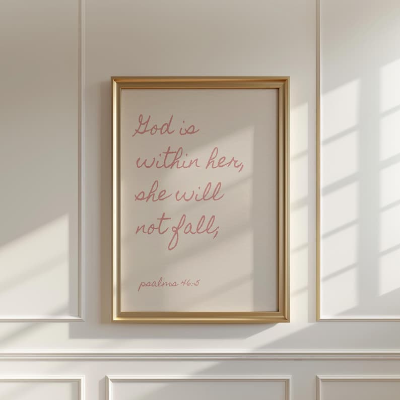 Psalms 46:5 God is Within Her, She Will Not Fall (baby Pink) Cute Girly ...