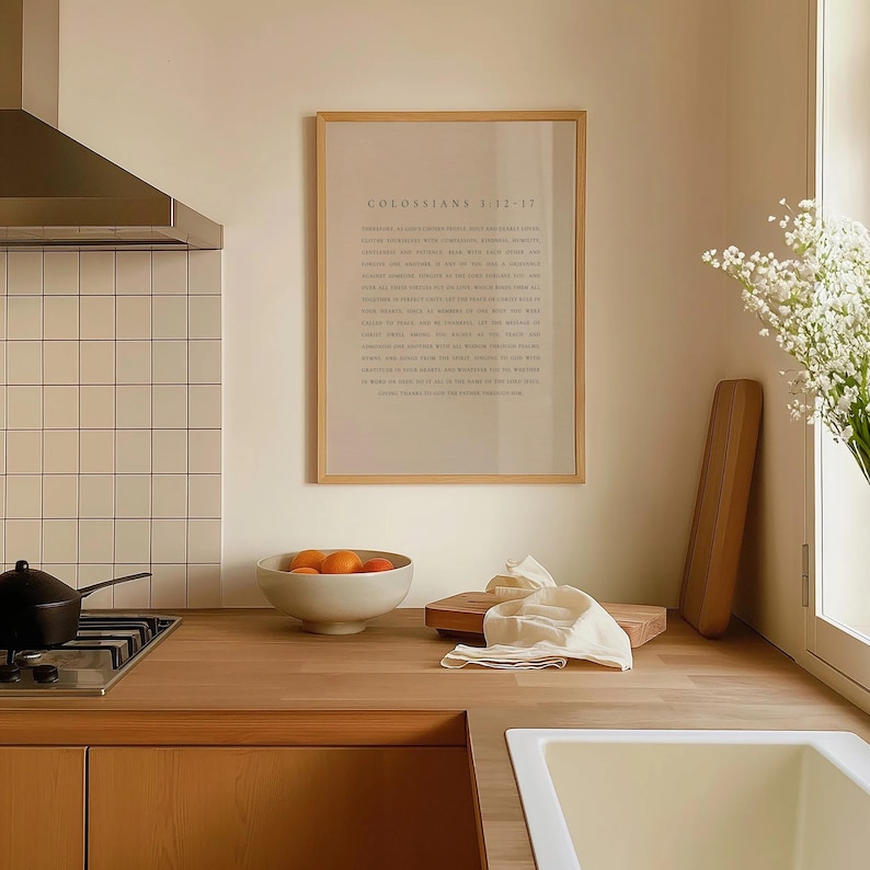 Colossians 3 Modern Minimalist Neutral Christian Wall Art, Clothe ...