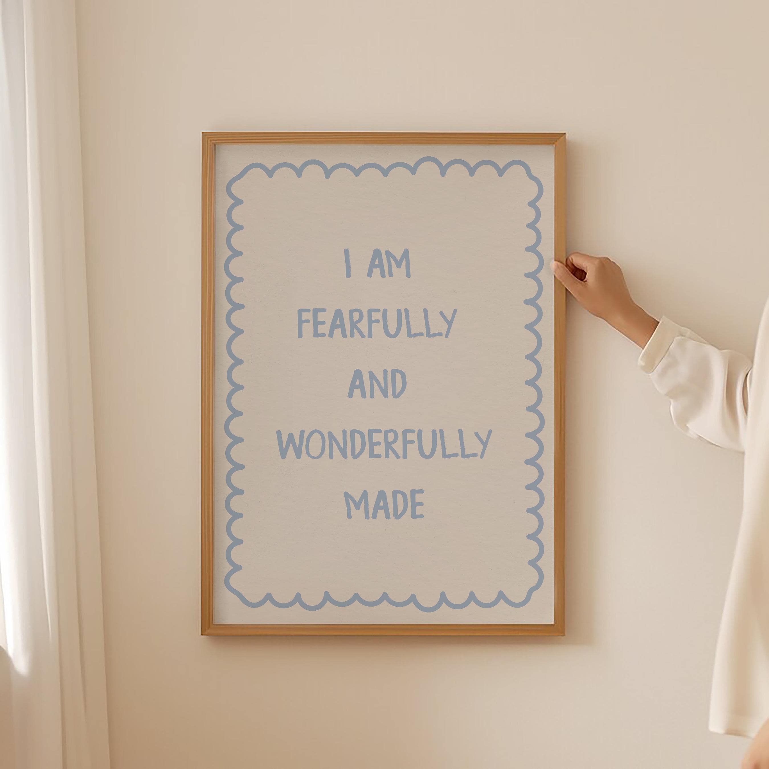 Fearfully Wonderfully Made Print: Baby Blue Christian Wall Art (digital ...