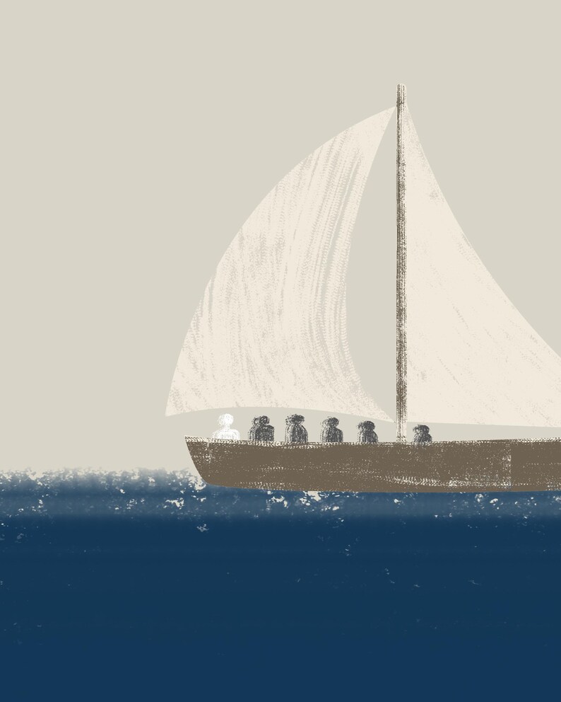 Jesus Calms the Storm Neutral Modern Minimalist Christian Wall Art ...