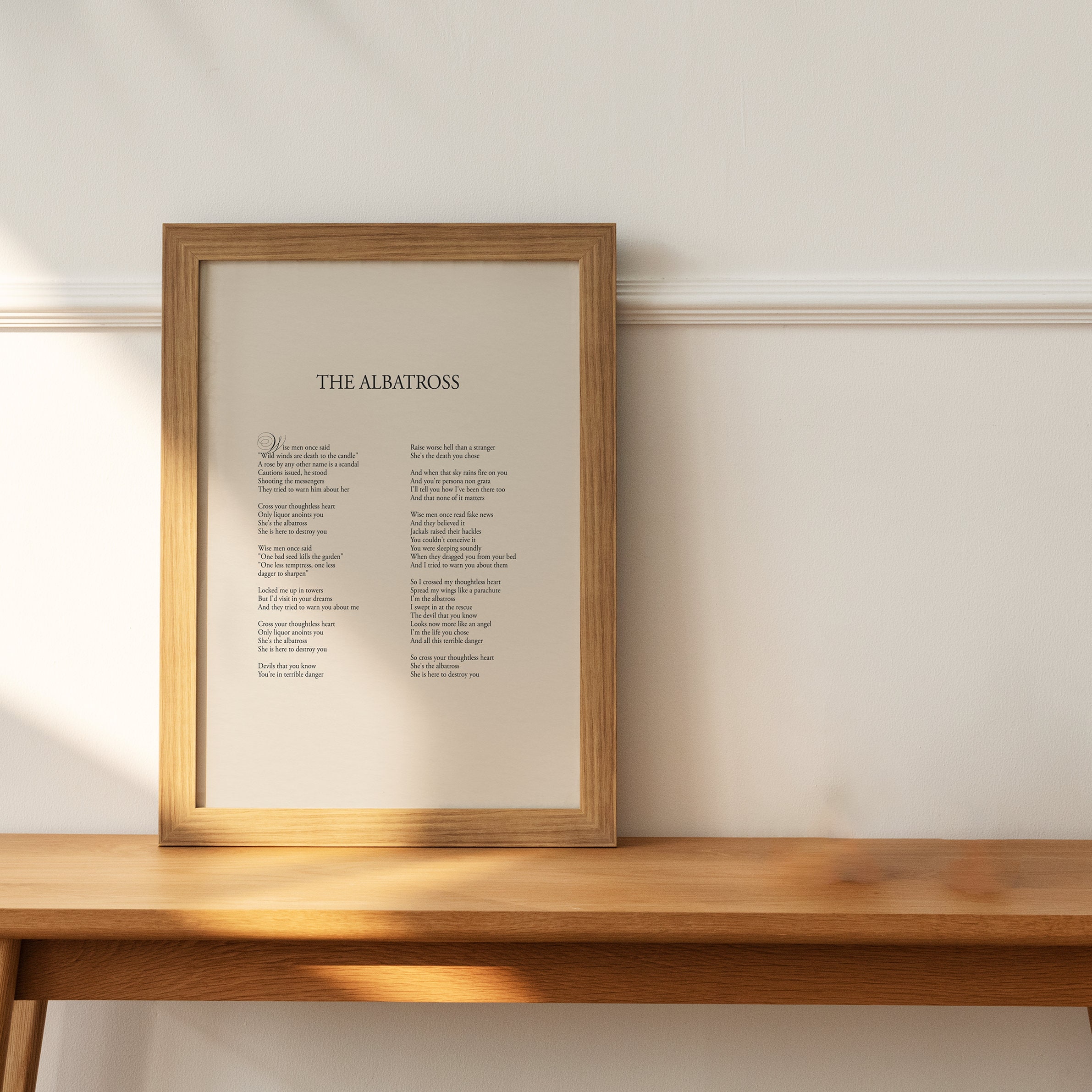 The Albatross Lyrics Aesthetic Wall Art Tortured Poets Department ...