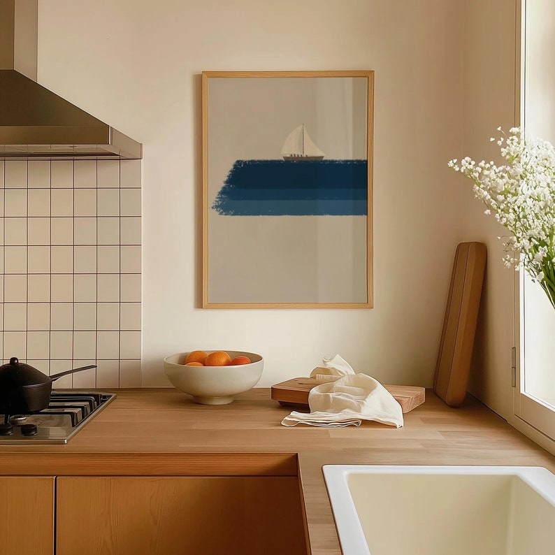 Jesus Calms the Storm Neutral Modern Minimalist Christian Wall Art ...