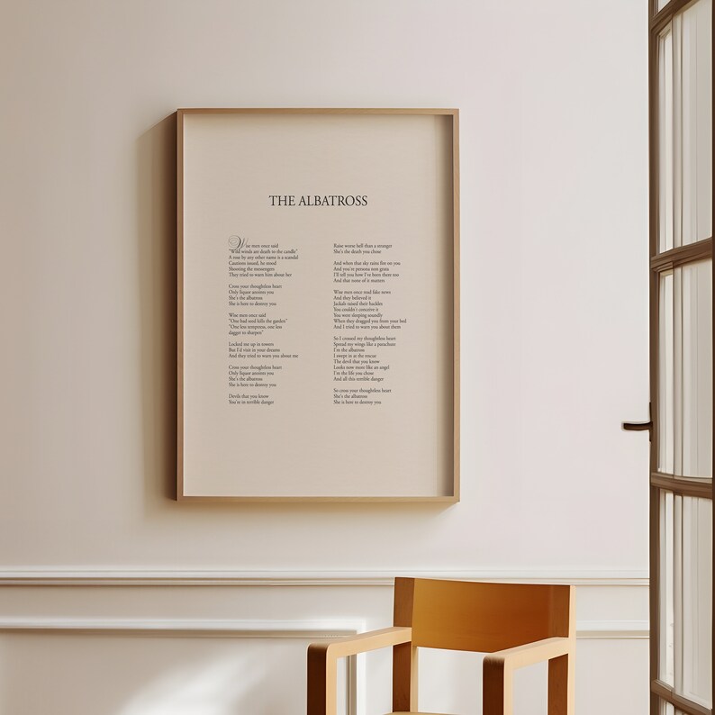 The Albatross Lyrics Aesthetic Wall Art Tortured Poets Department ...