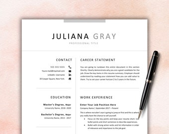 Clean Resume Template Word, Professional Resume, Modern Resume, CV ...
