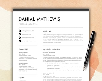 Clean Resume Template Word, Professional Resume, Modern Resume, CV ...