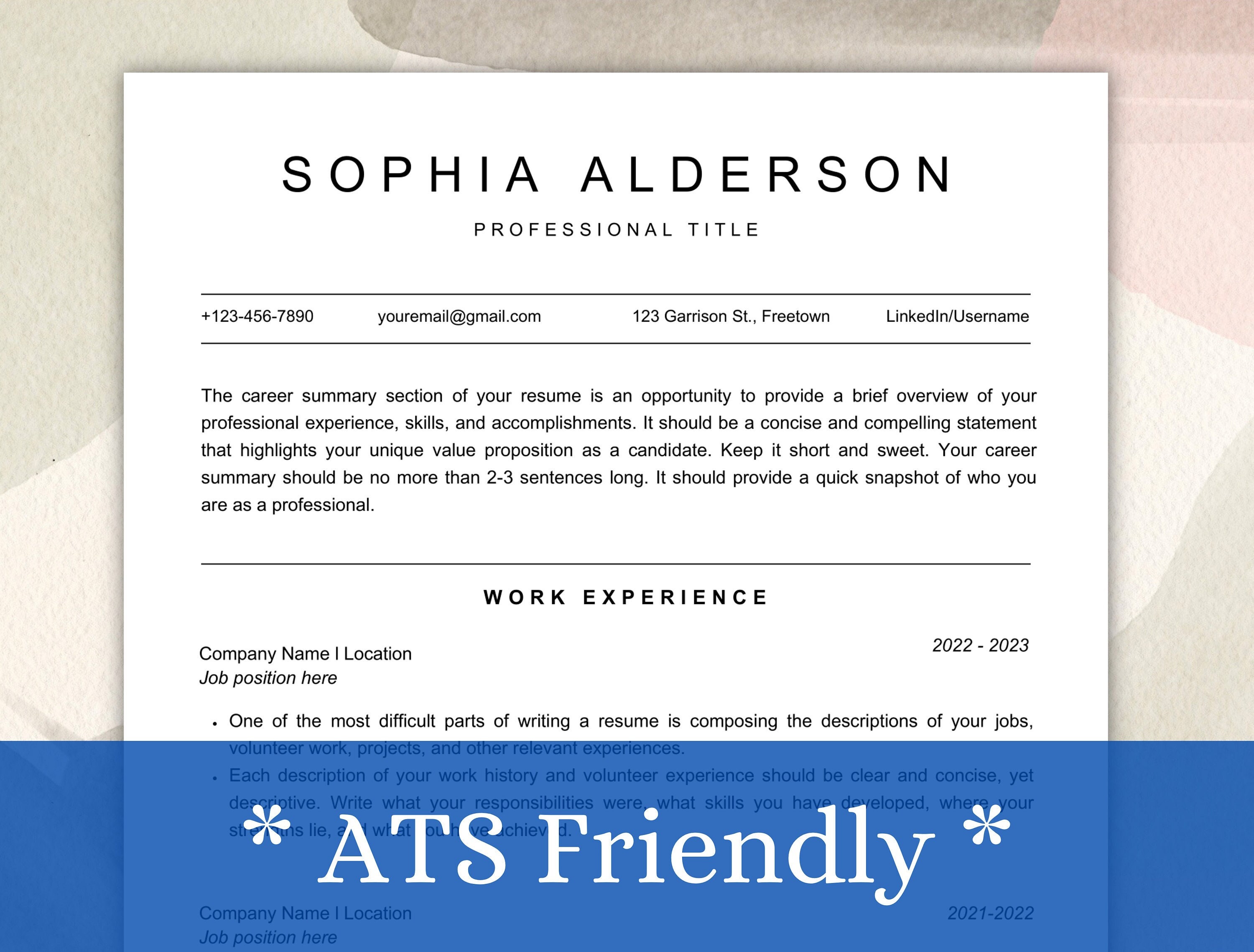 ATS Friendly Resume Template CV Template Professional - Etsy Australia