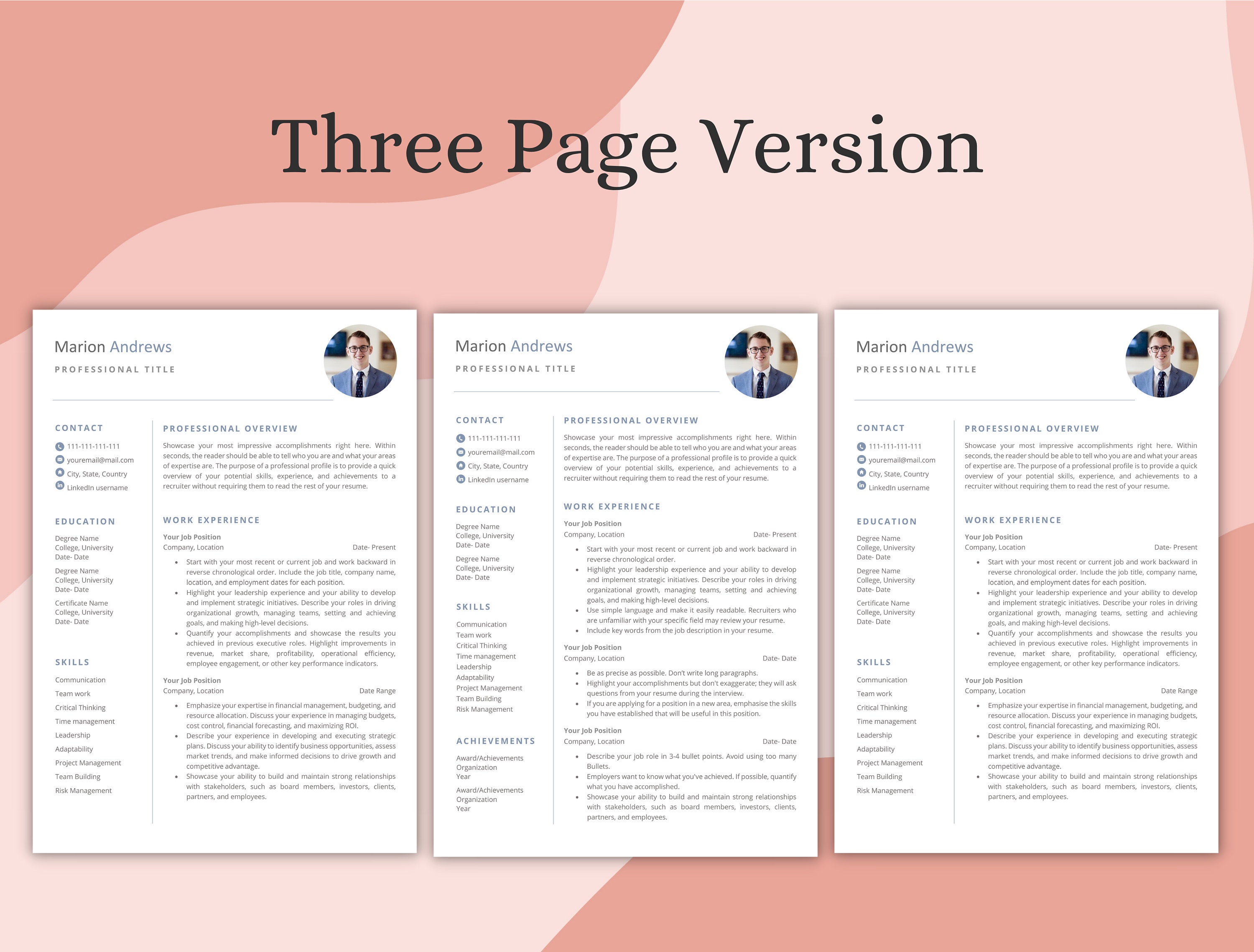 Clean Resume Template Word, Professional Resume, Modern Resume, CV ...