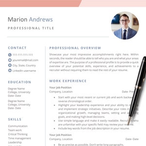 Clean Resume Template Word, Professional Resume, Modern Resume, CV ...
