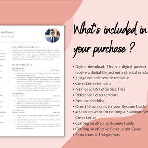 Clean Resume Template Word, Professional Resume, Modern Resume, CV ...