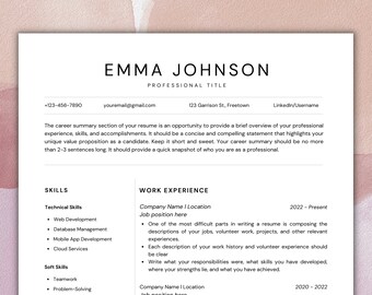 Clean Resume Template Word, Professional Resume, Modern Resume, CV ...