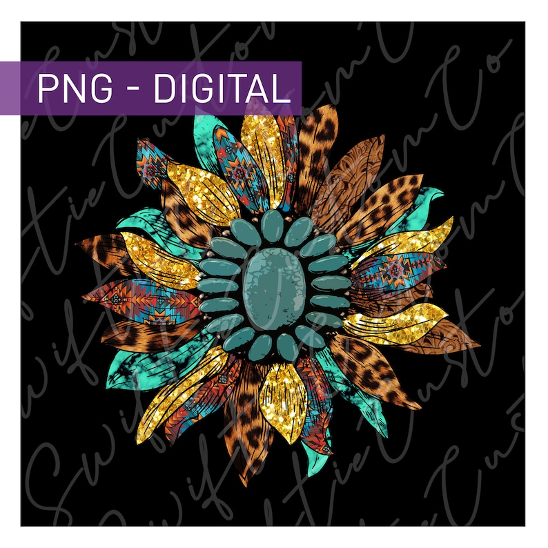 Sunflower Leopard Png,western Sublimation Design,sunflower Png,cowhide ...