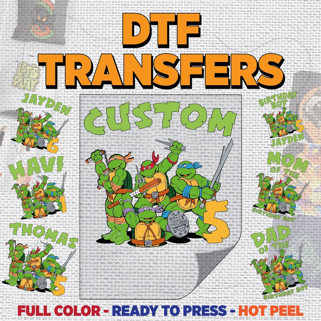 Custom Age Turtle Birthday Party Dtf,heat Press,personalized Name ...