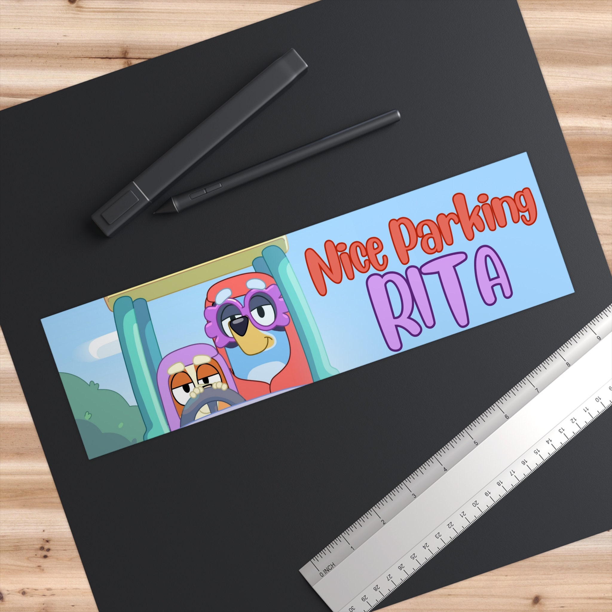 Bluey Bumper Stickers Nice Parking Rita Bluey and Bingo Car - Etsy