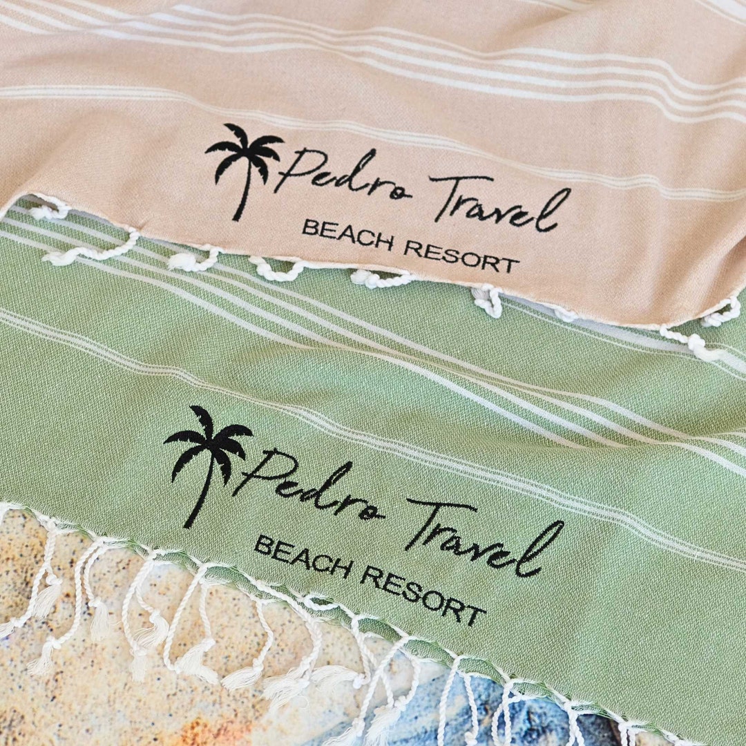 Custom Logo Beach Towel, Organic Turkish Cotton, Bulk Corporate Gifts ...