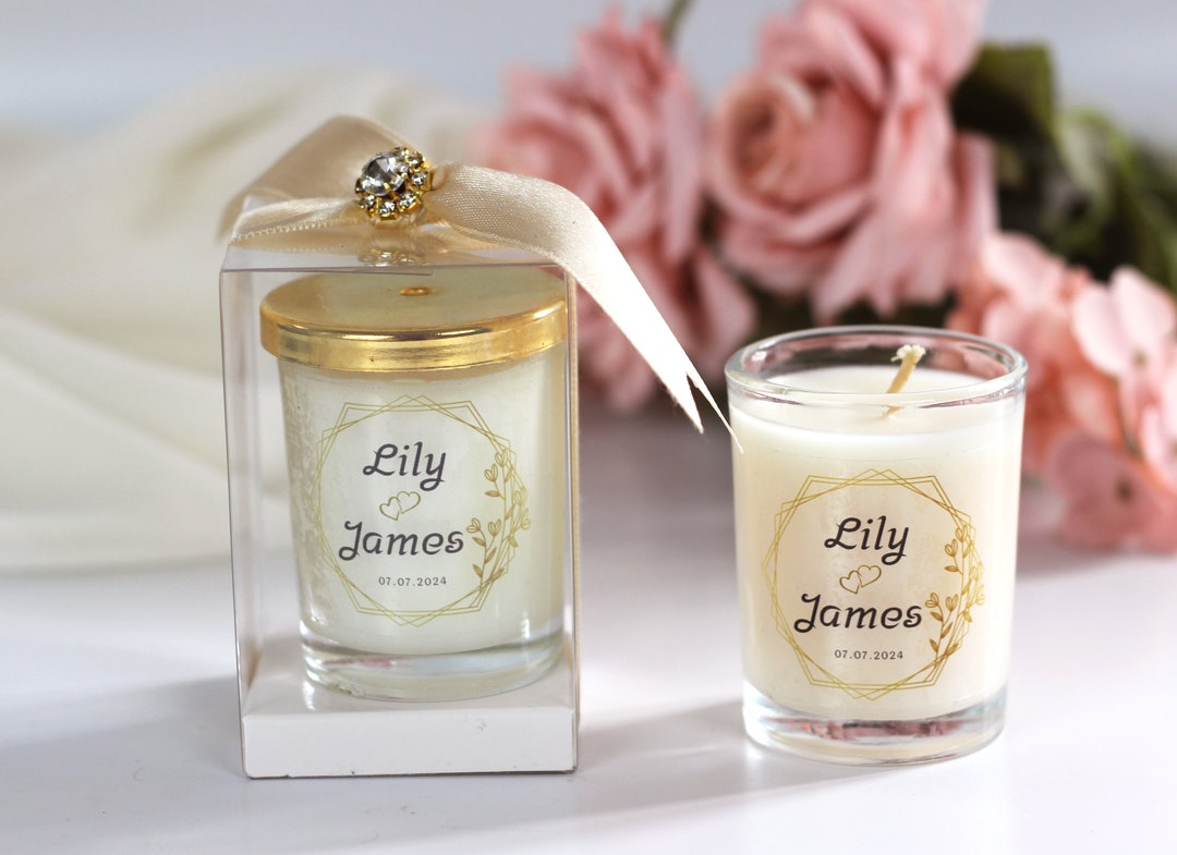 Personalized Elegant Glass Jar Candle Wedding Favor for Guests With ...