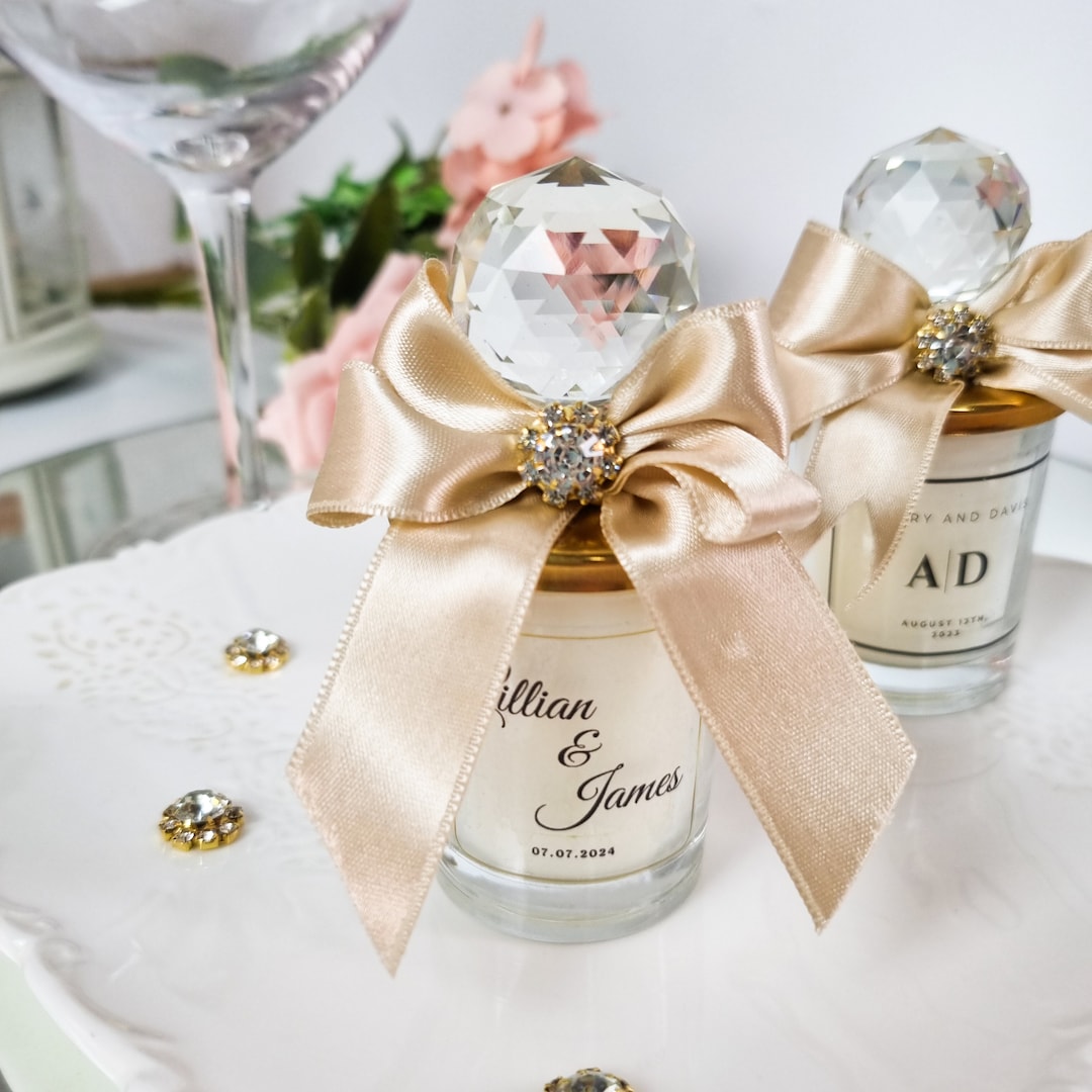 Personalized Crystal Lid Wedding Favor Candle, Elegant Gift - Etsy