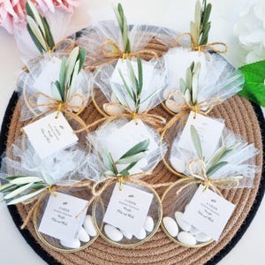 Personalized Wedding Almond Candy Favors With Olive Leaves, Italian ...