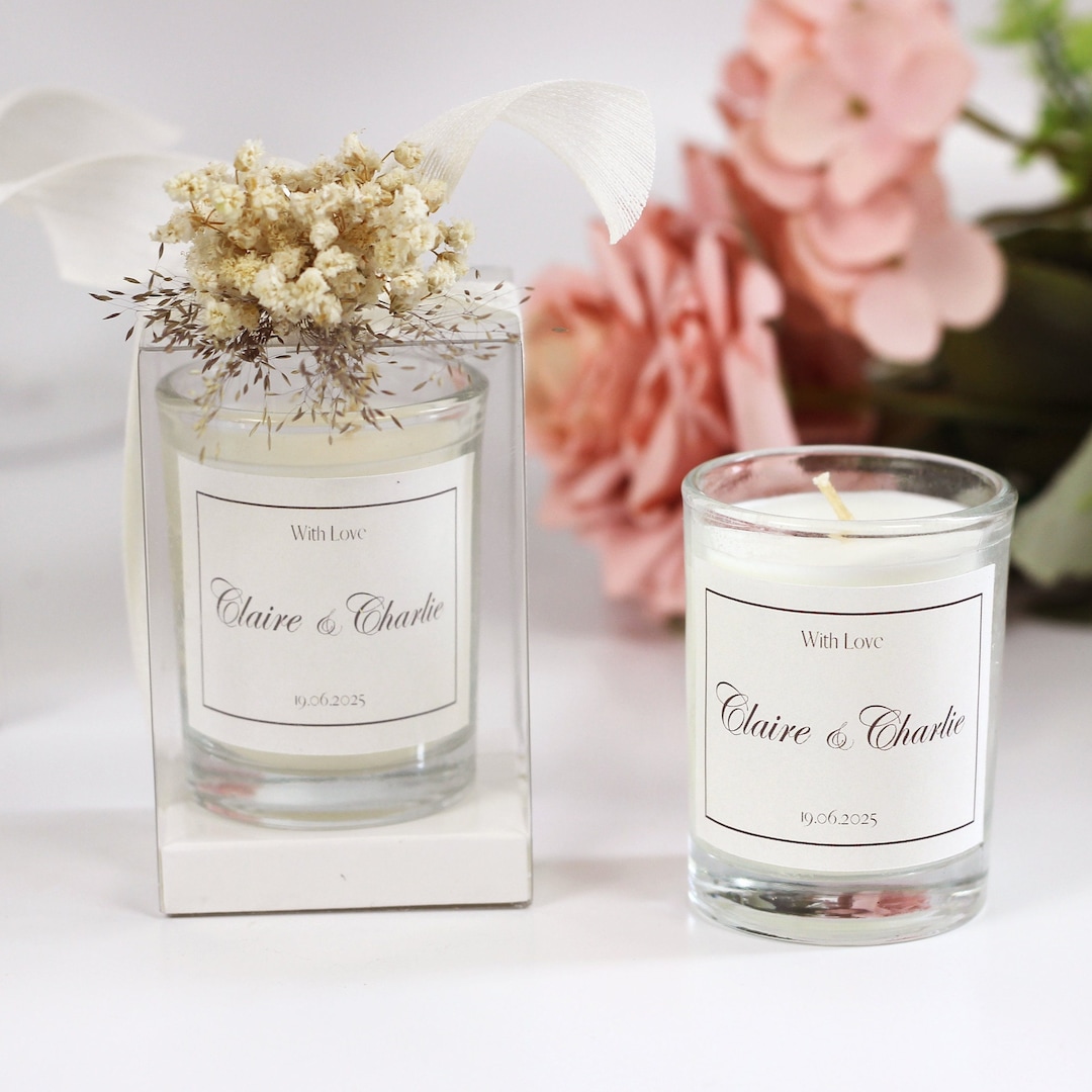 Personalized Elegant Candle Wedding Favor for Guests, Bridal Shower ...