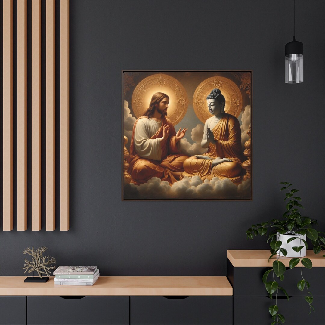 Jesus and Buddha Baroque Style Wall Art, Jesus Buddha Framed Canvas ...