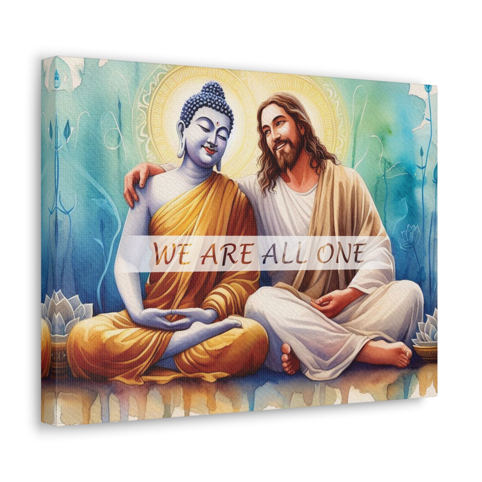 Jesus and Buddha Canva Gallery, We Are All One Painting, Spiritual Wall ...