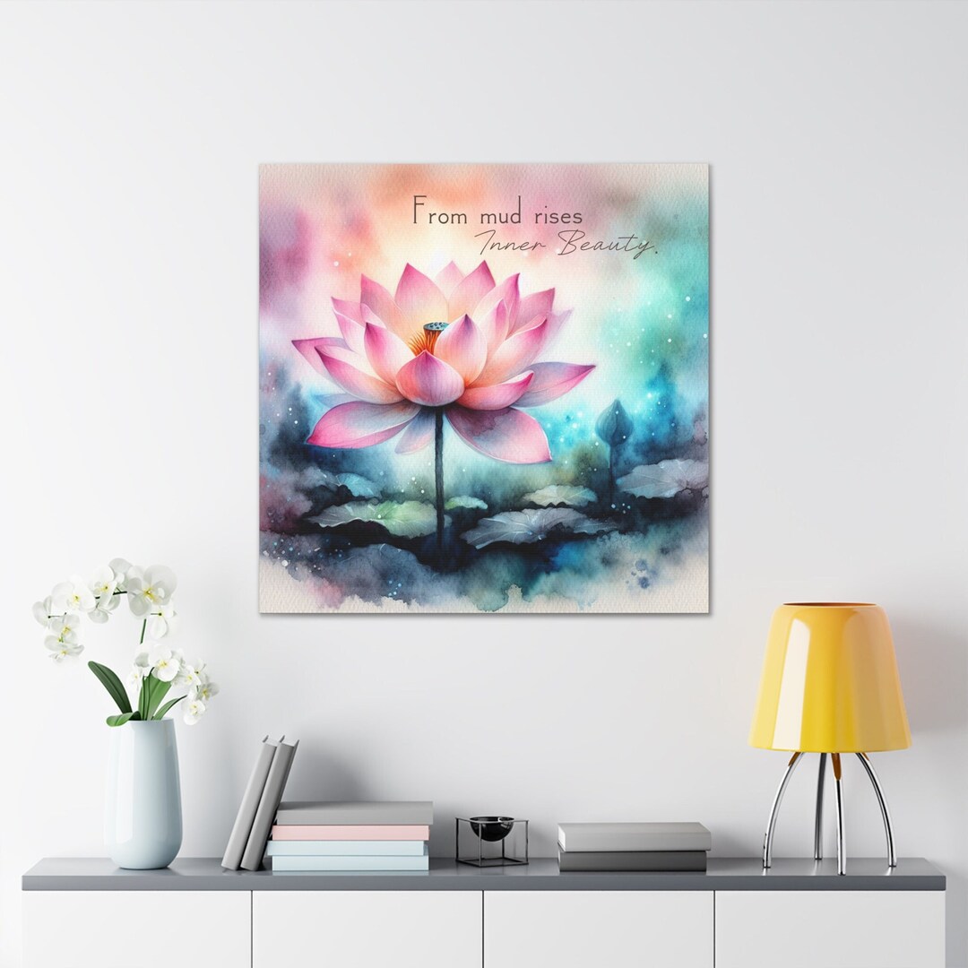 Lotus Rising From Mud Canvas, Lotus Flower Wall Art, Inner Beauty ...
