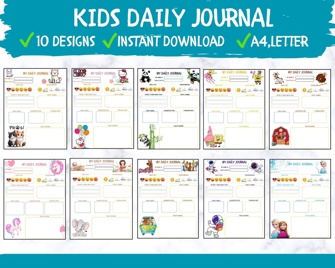 Kids Daily Journal Printable Diary for Children journal for Kids ...