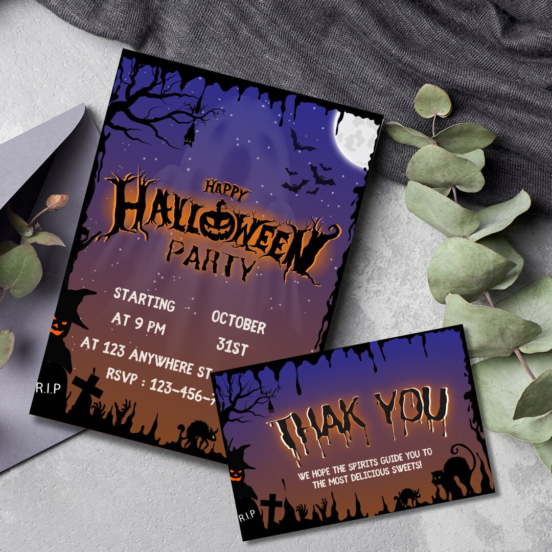 Editable Halloween Party Invitation Template Adult Halloween - Etsy