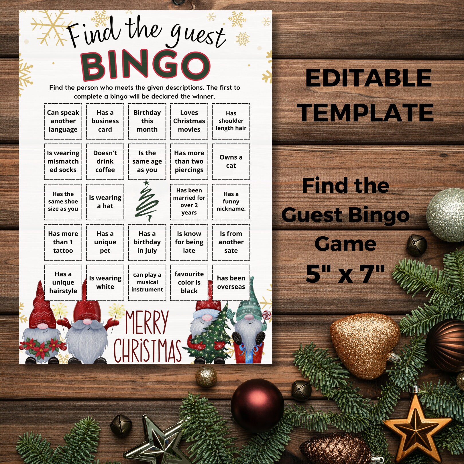 Printable Game Find the Guest Bingo for Adults, Find Someone Who ...