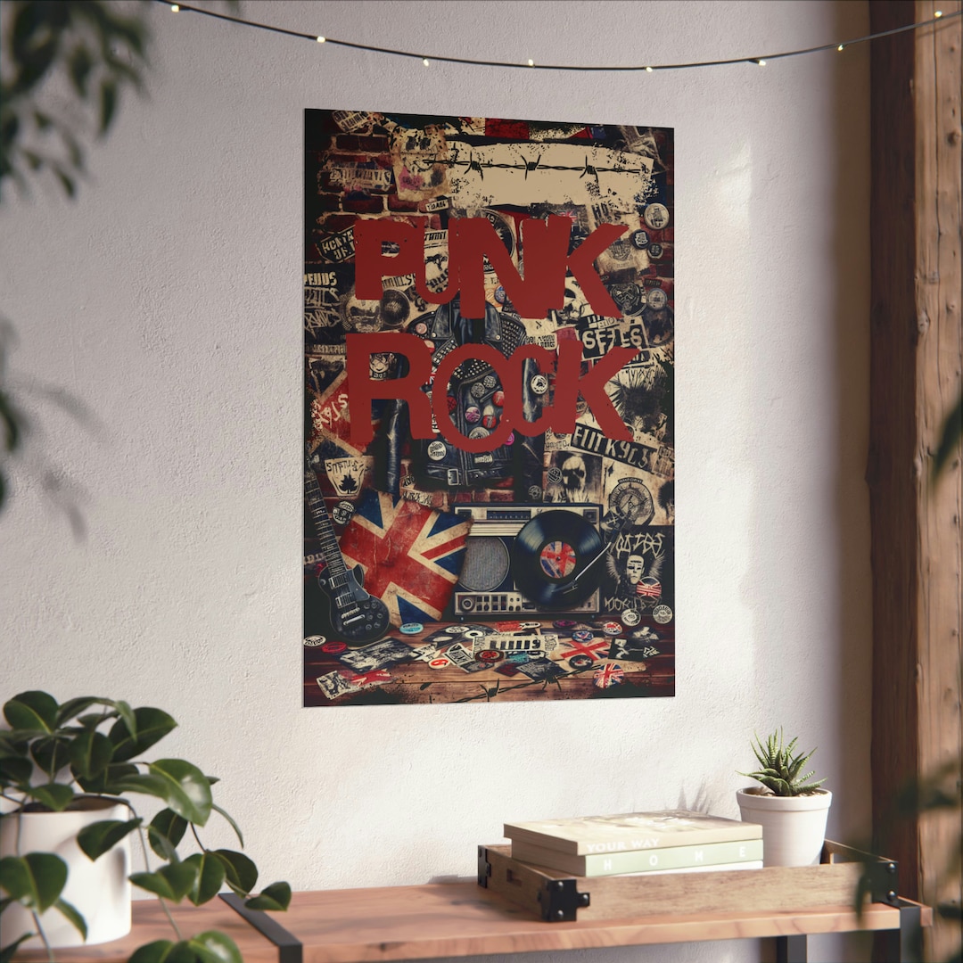 Red Punk Rock Matte Wall Art, Home Decor, Punk Art Print for Music ...