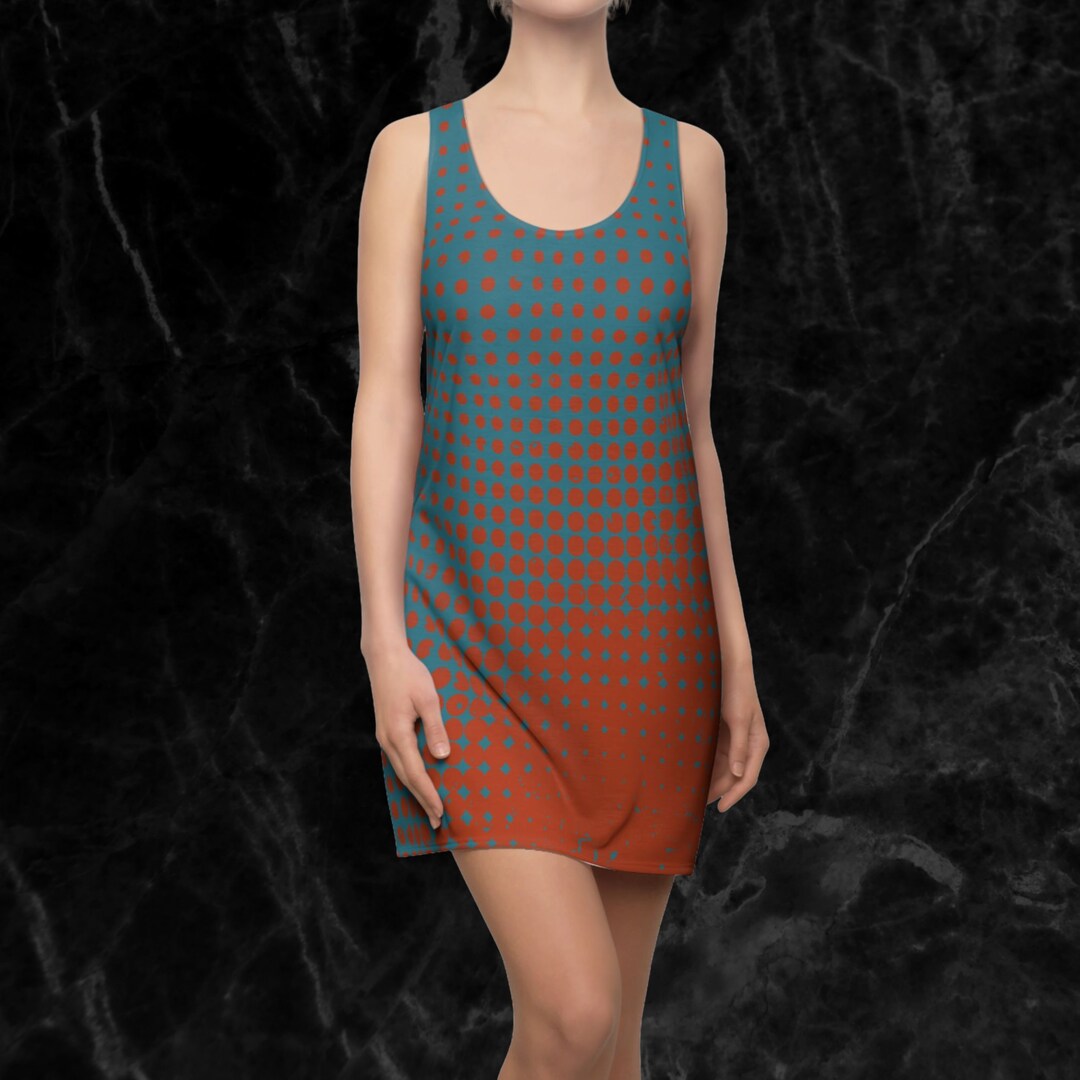 Retro Rust and Blue Dress Vintage-inspired Fashion, Boho Chic Outfit ...