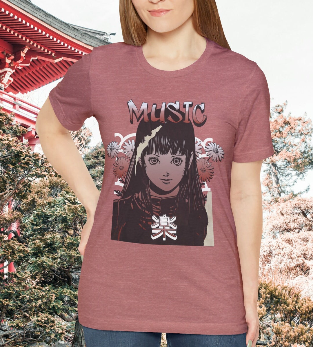 Japanese Music Tee Sound Tshirt Kanji Gaku Tee Flower - Etsy